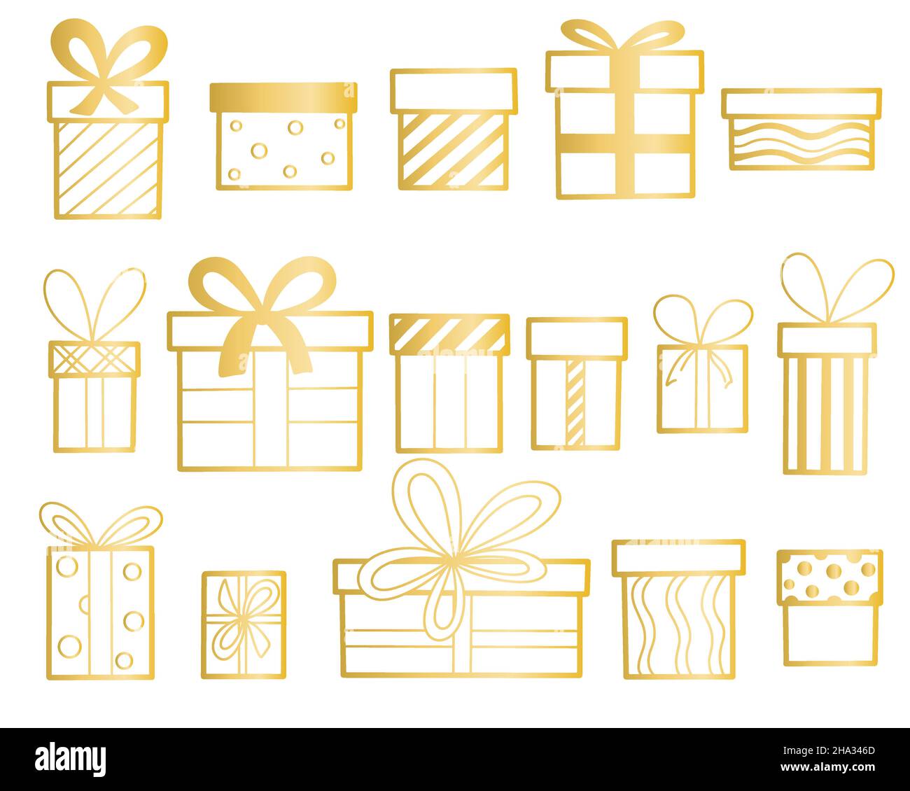 Gold gifts set isolated vector illustration Stock Vector Image & Art ...