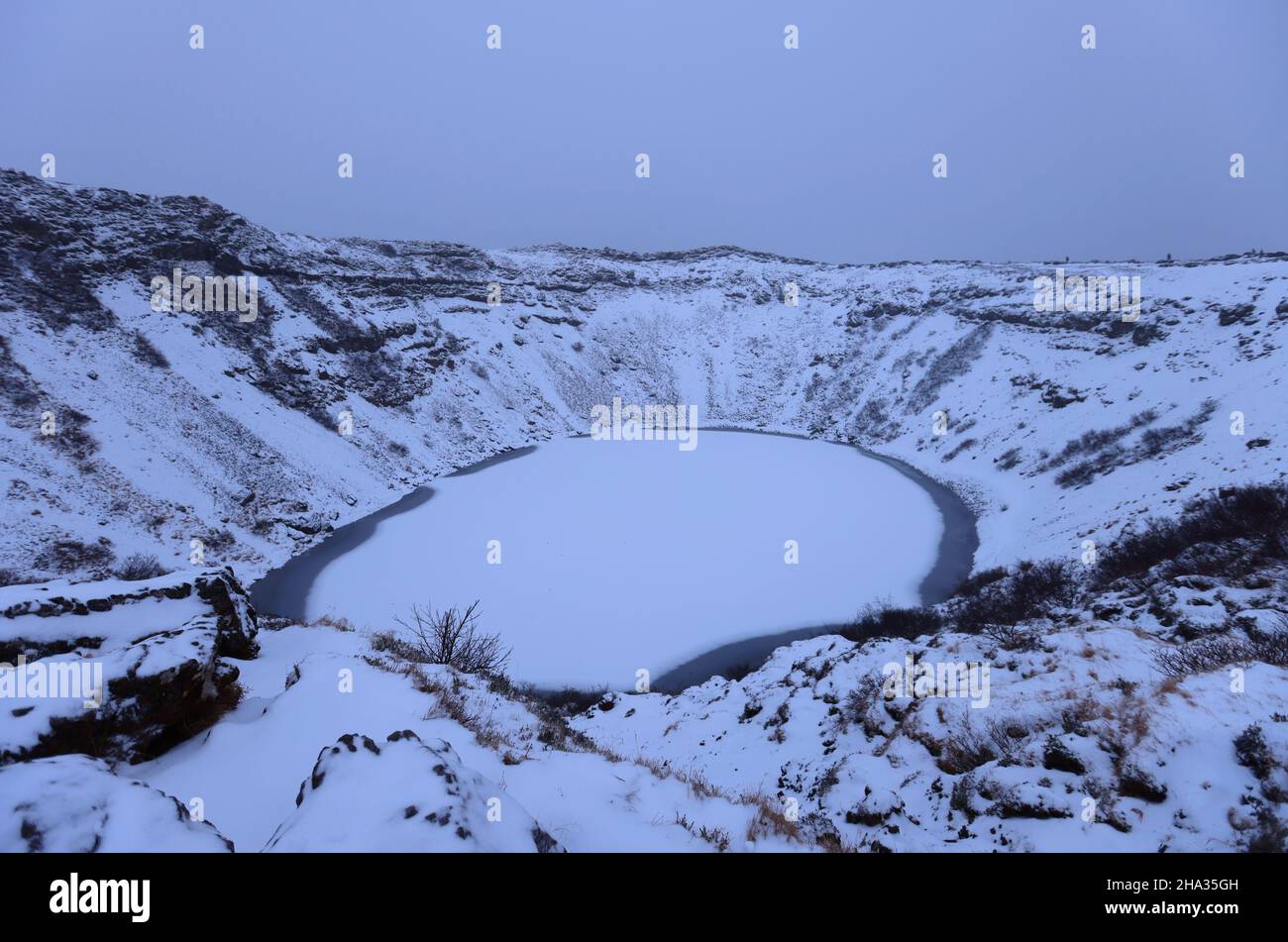 View of the Kerid crater in winter, Iceland Stock Photo - Alamy