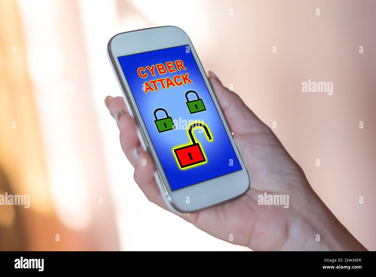 Smartphone screen displaying a cyber attack concept Stock Photo - Alamy
