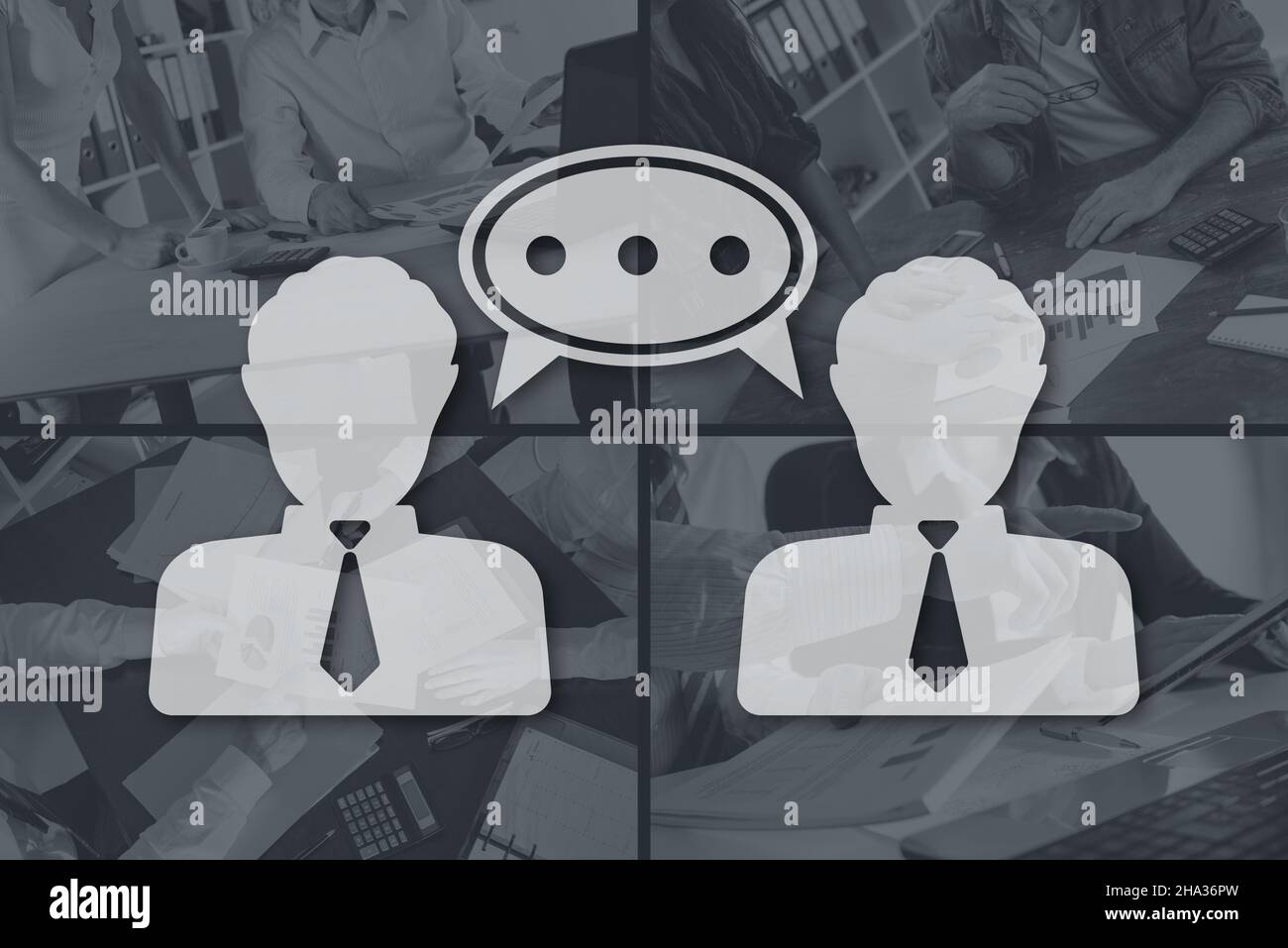 Dialogue concept illustrated by pictures on background Stock Photo - Alamy