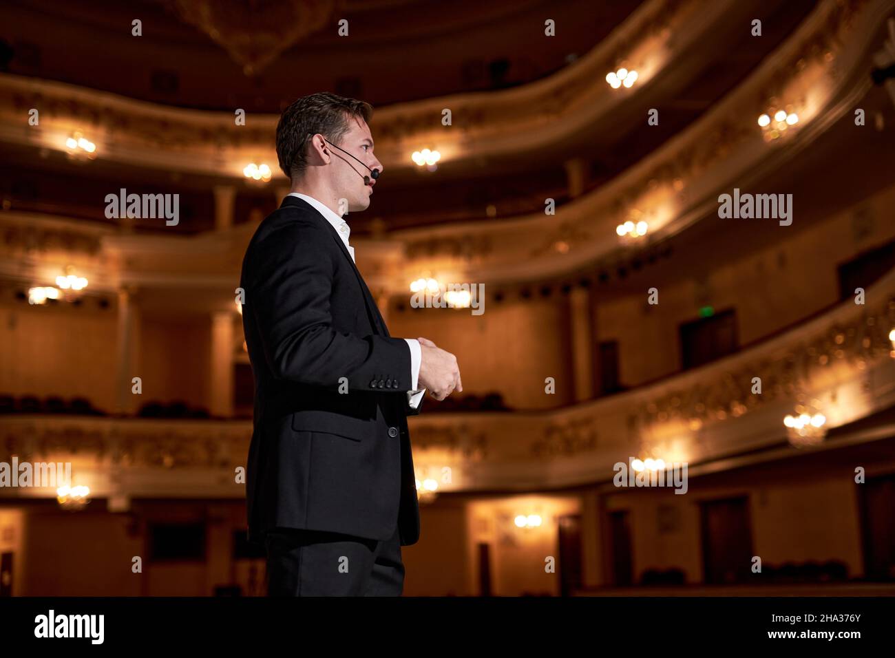 Showman. Middle Age caucasian european Male entertainer, presenter or ...