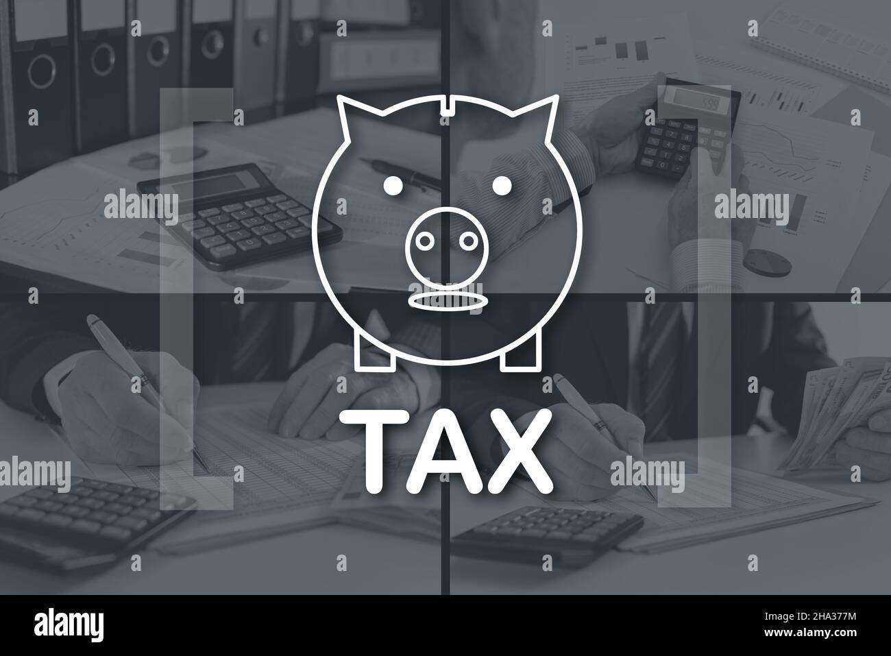 Tax concept illustrated by pictures on background Stock Photo - Alamy
