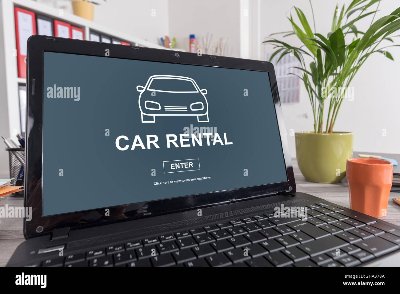 Laptop screen with car rental concept Stock Photo - Alamy