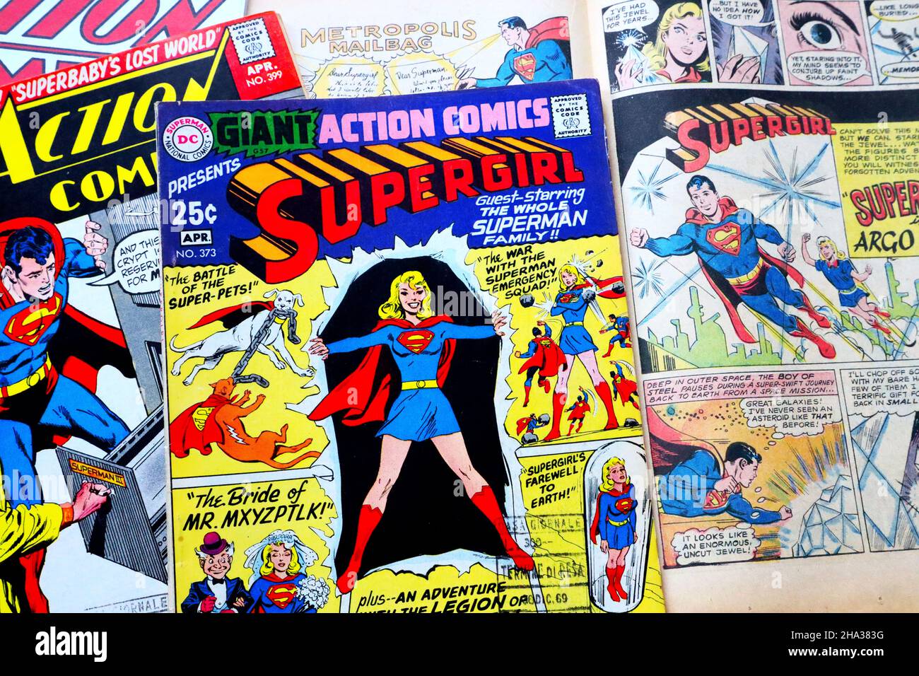 Covers of ACTION COMICS - DC Comics. American Comic book with Superman ...