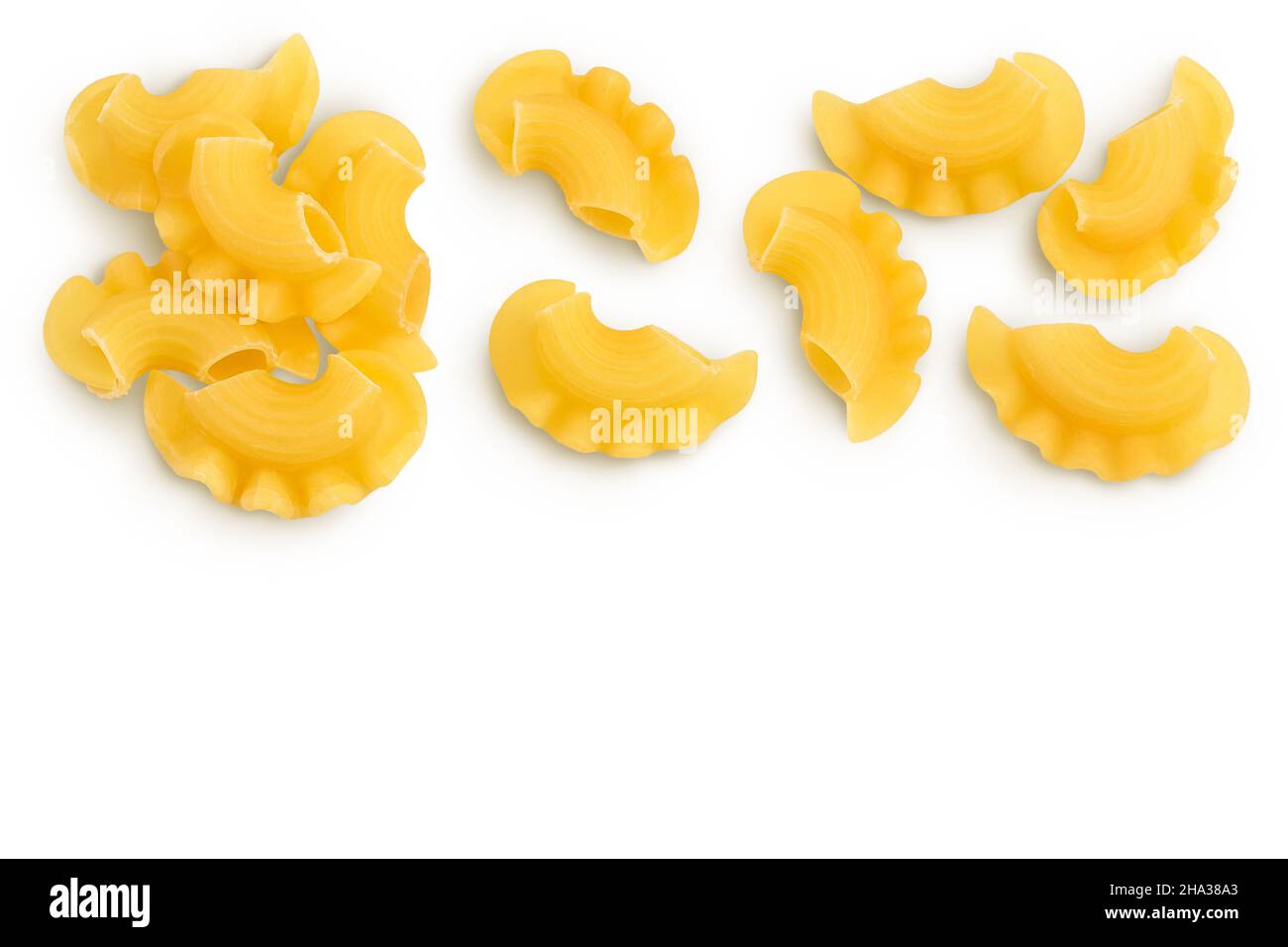 Pasta cornetti creste macaroni isolated on white background with ...