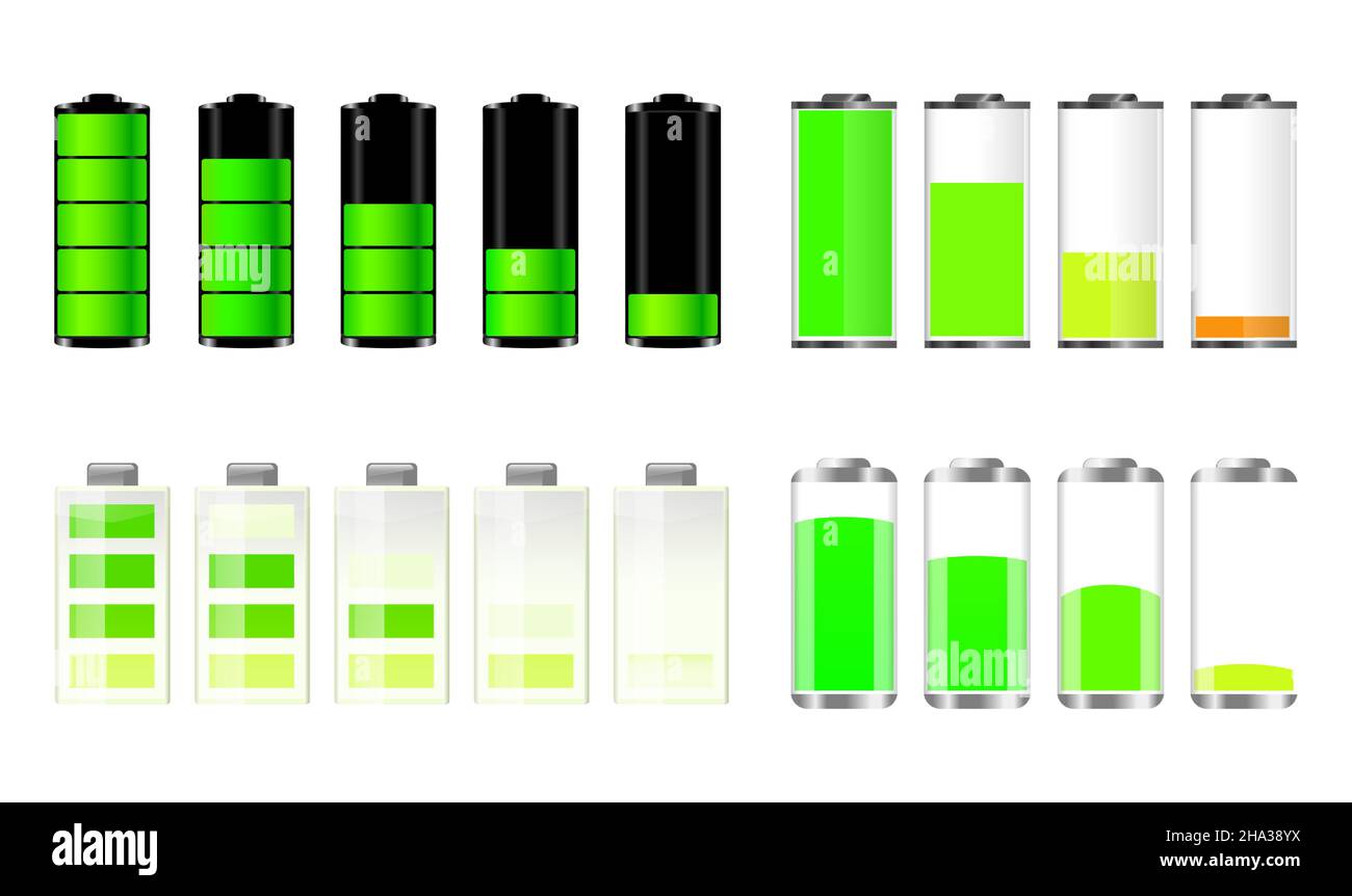 Green Batteries Icon Set 2 Stock Vector Image & Art - Alamy