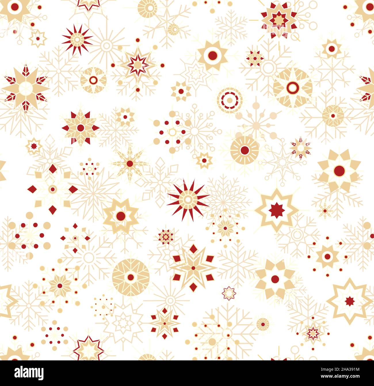 Merry Christmas Snowflake Pattern In Red And Gold Color Stock Vector ...