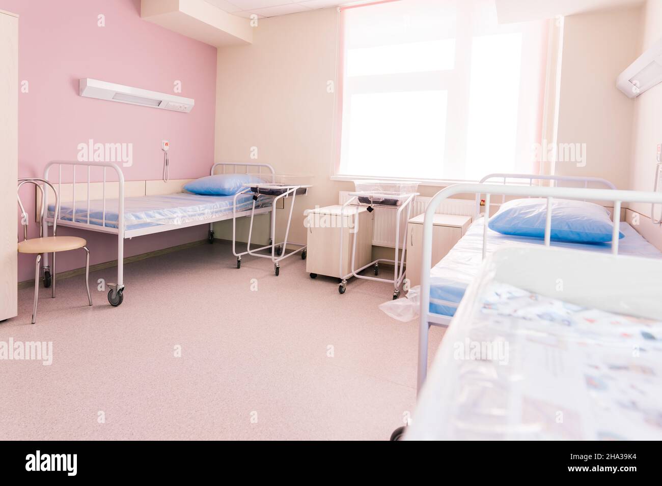 Hospital room with beds, interior of hospital room. Clean and empty ...