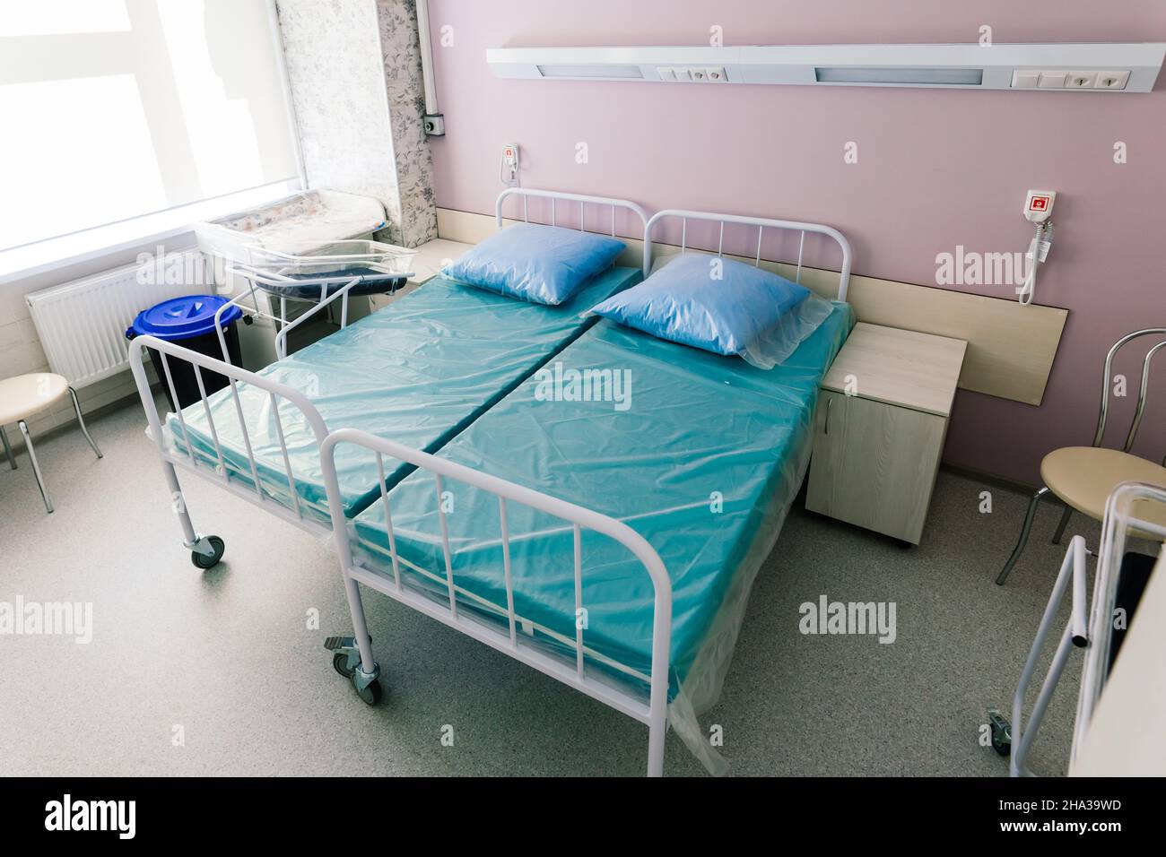 Hospital room with beds, interior of hospital room. Clean and empty ...