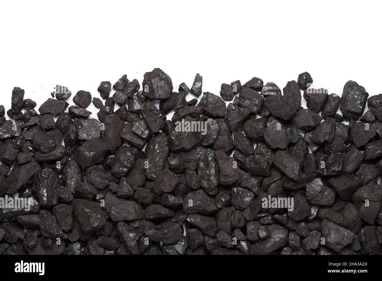 Coal border isolated on white background top view. Black stone coal ...