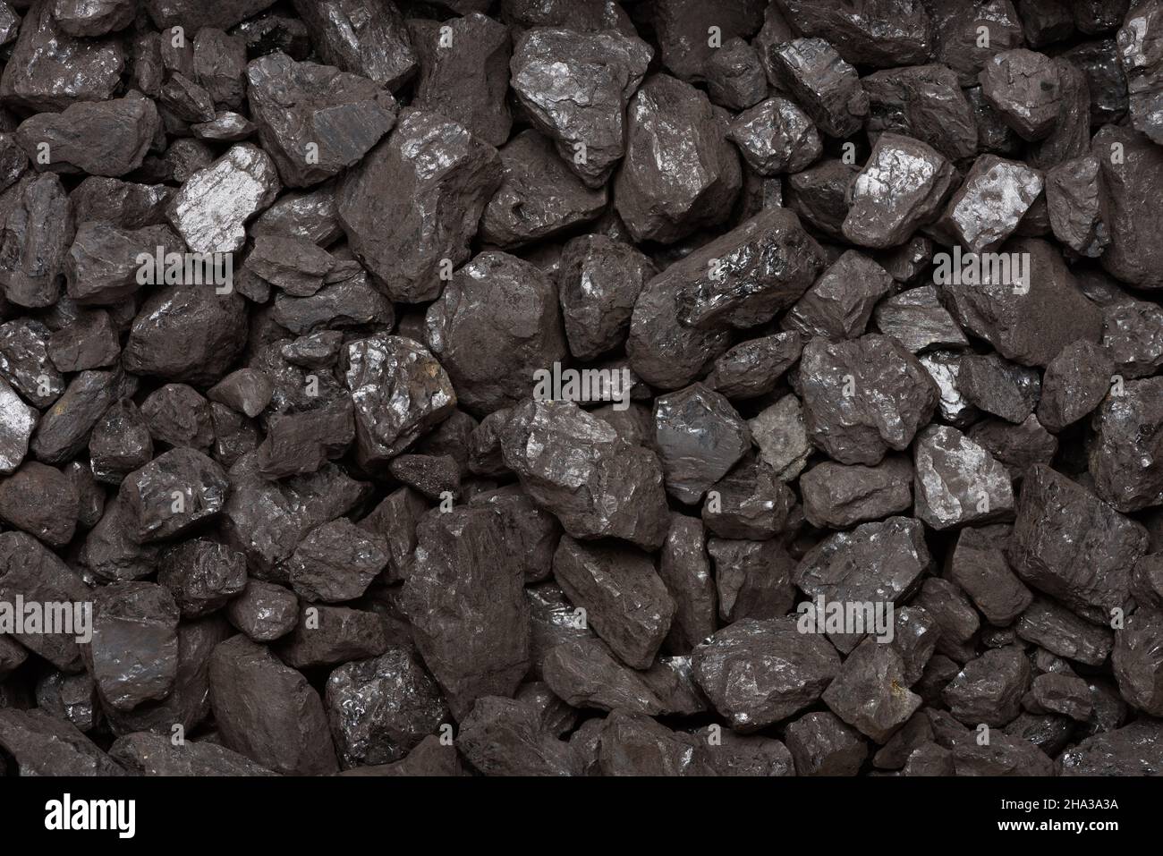 Natural black stone coal background top view. Fossil fuel coal lumps ...