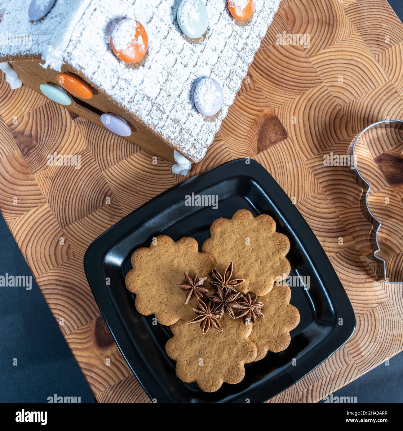 Helsinki / Finland - DECEMBER 9, 2021: Overhead shot of a gingerbread ...