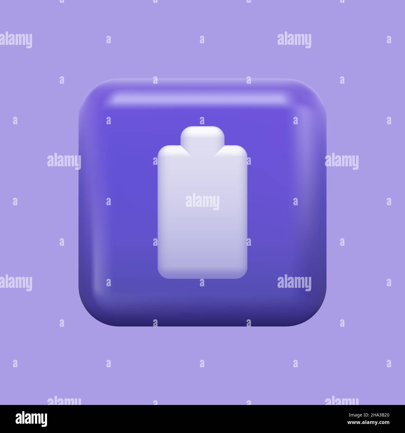 Battery Charging Icon. Purple 3D App Button. Vector illustration Stock ...
