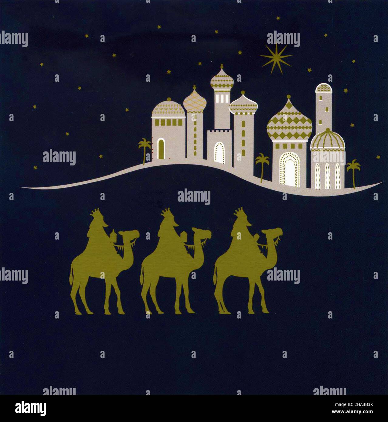 Christmas card illustration. We three kings Stock Photo - Alamy