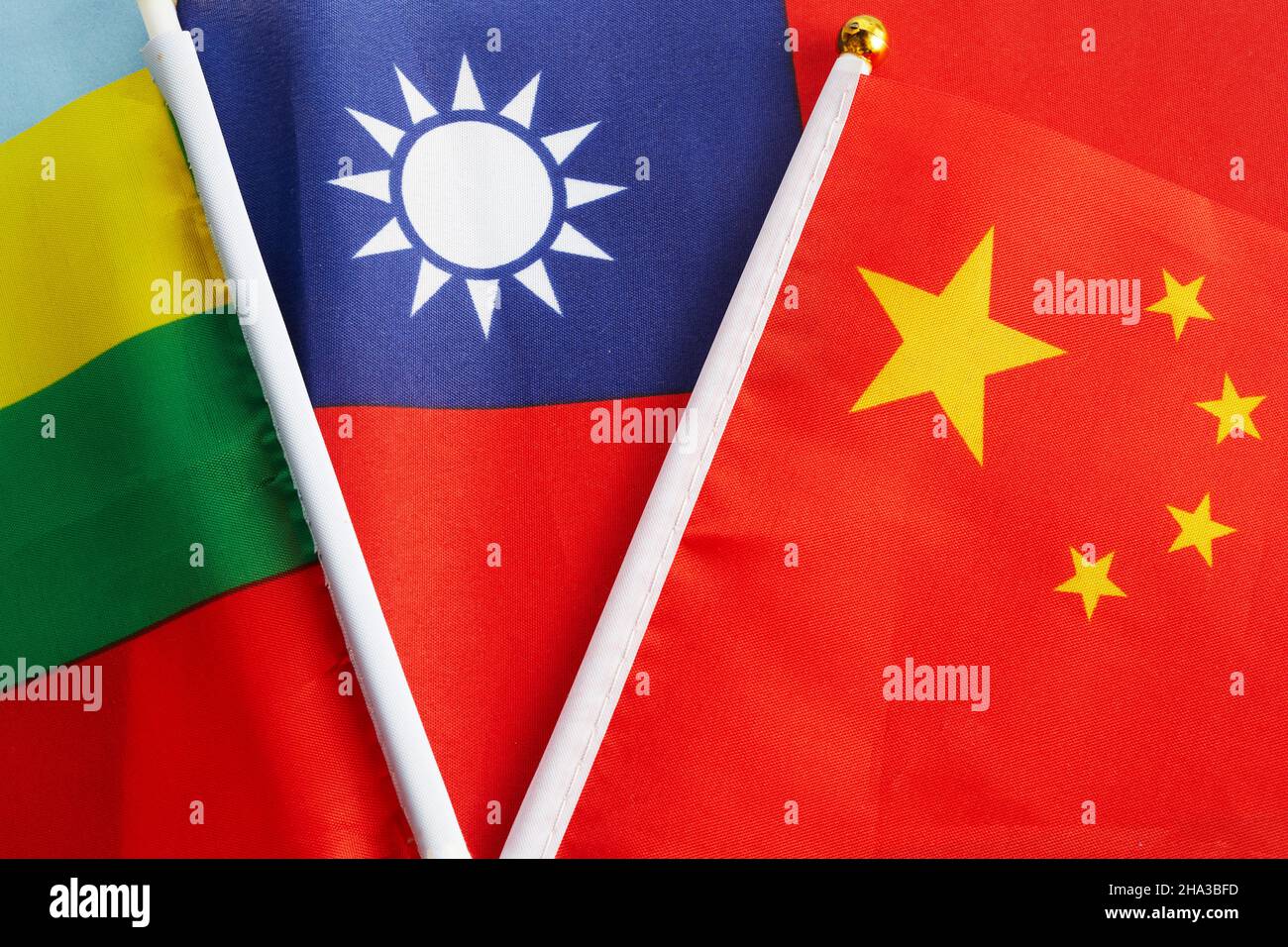 Taiwan, Lithuanian and Chinese Flags on aqua background Stock Photo - Alamy