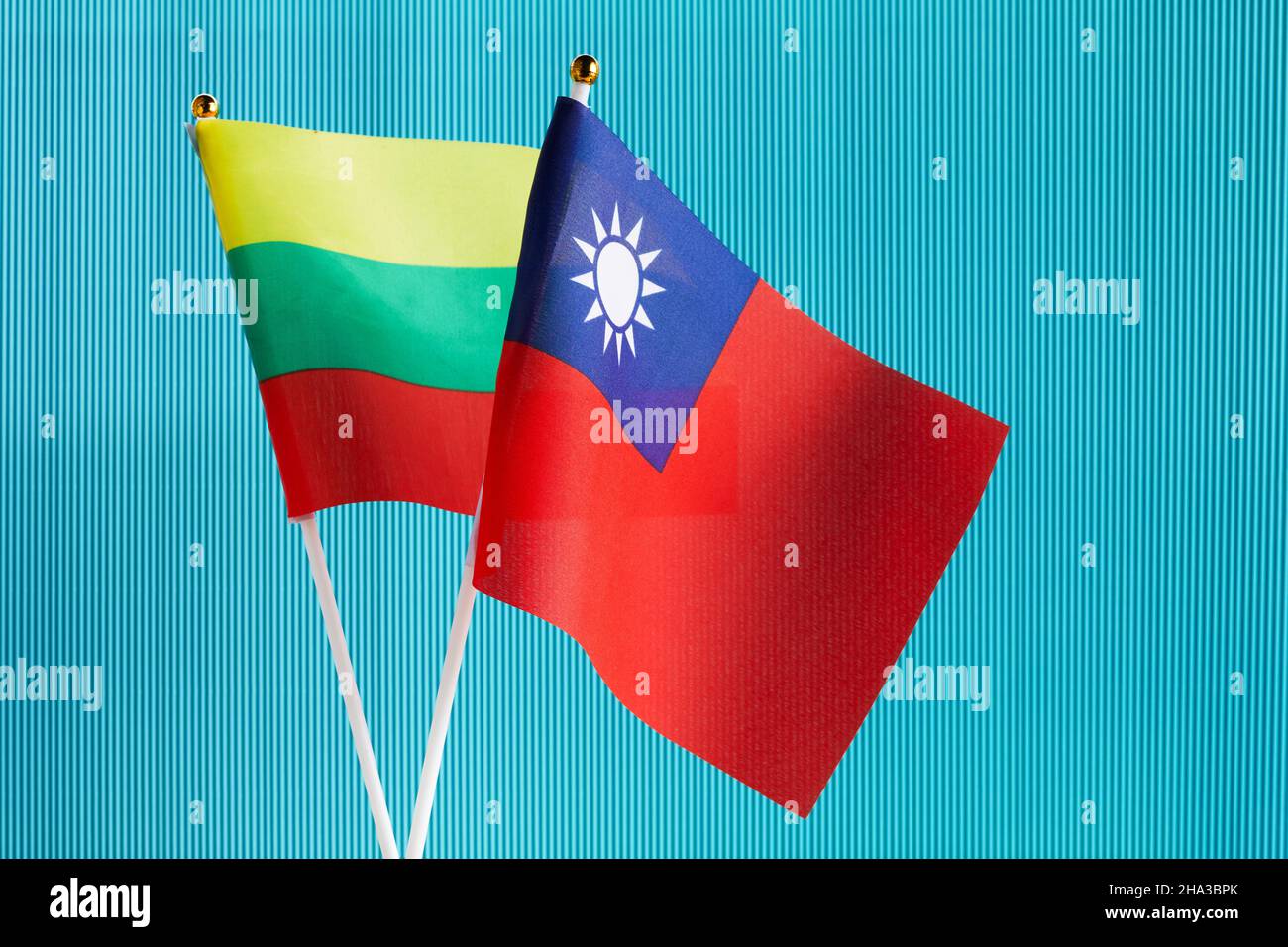 Flag of Taiwan and Lithuania on aqua background Stock Photo - Alamy