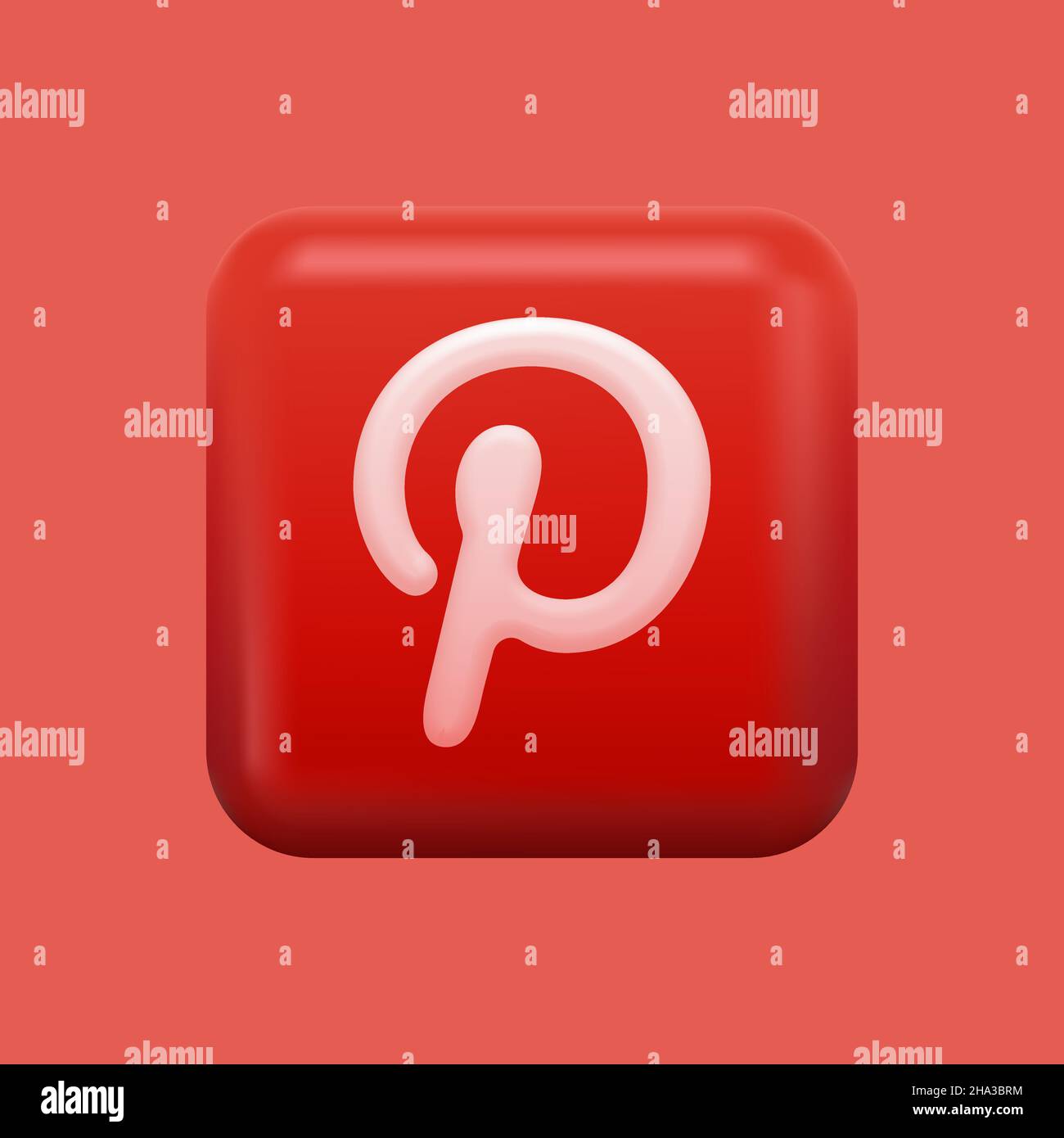 Social Media Red P Icon. 3D Isolated Logotype. Vector illustration ...