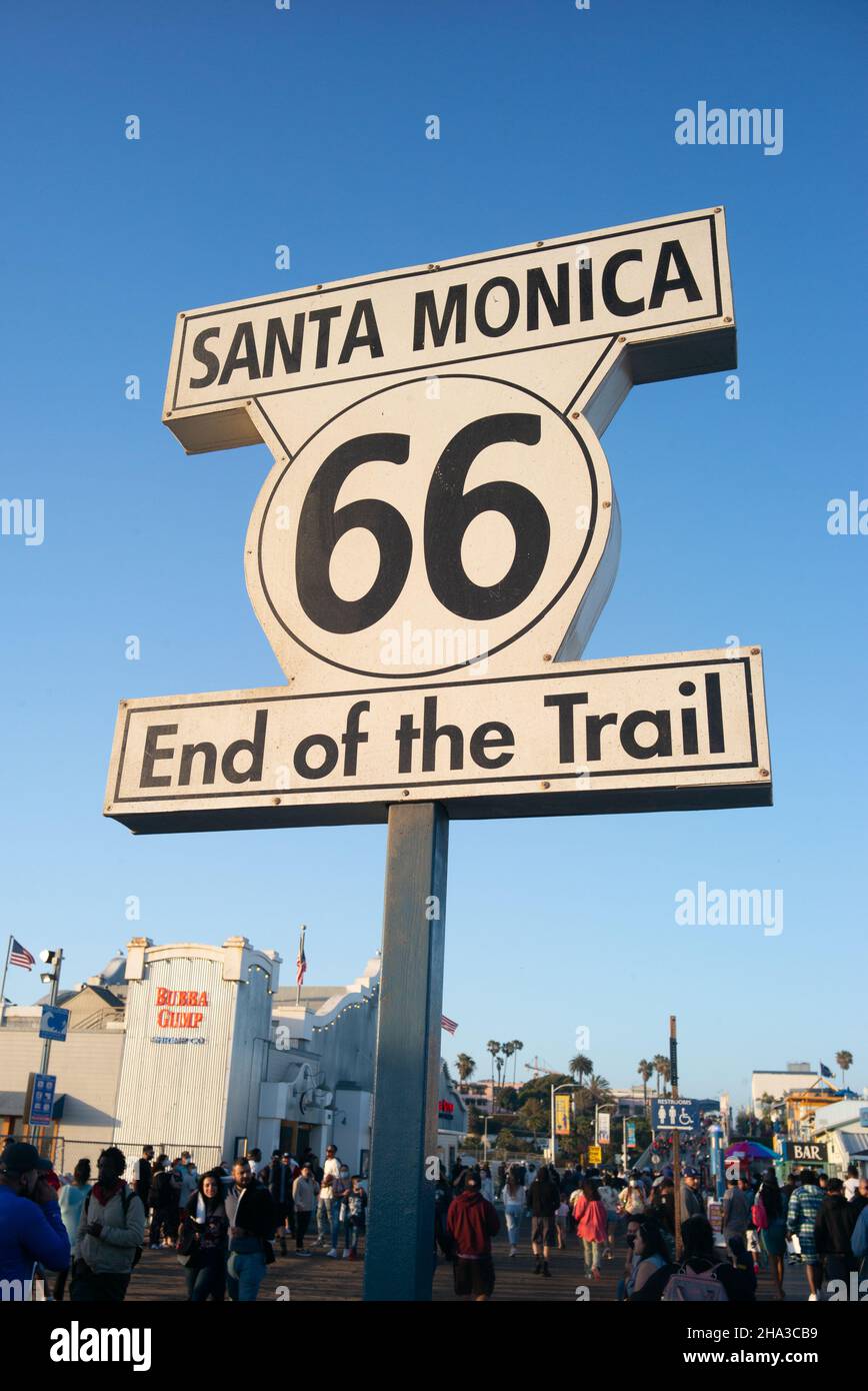 Santa Monica, California, The Route 66 "End of the Trail" sign on Santa ...