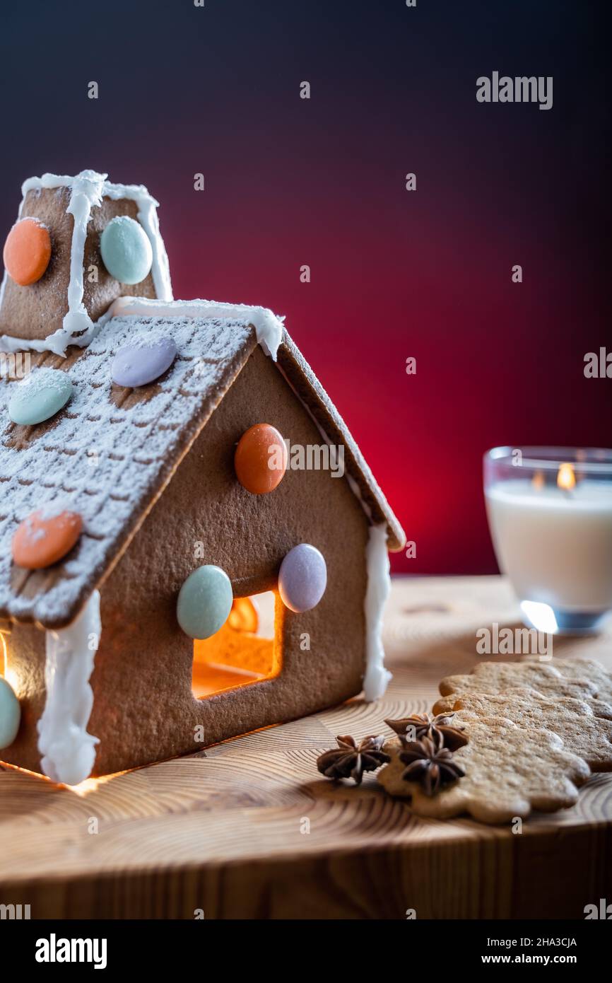 Helsinki / Finland - DECEMBER 9, 2021: An illuminated gingerbread house ...