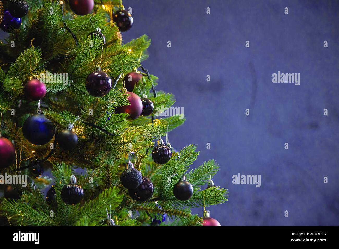 Christmas tree with decorations and gifts. very peri, Color of the year ...