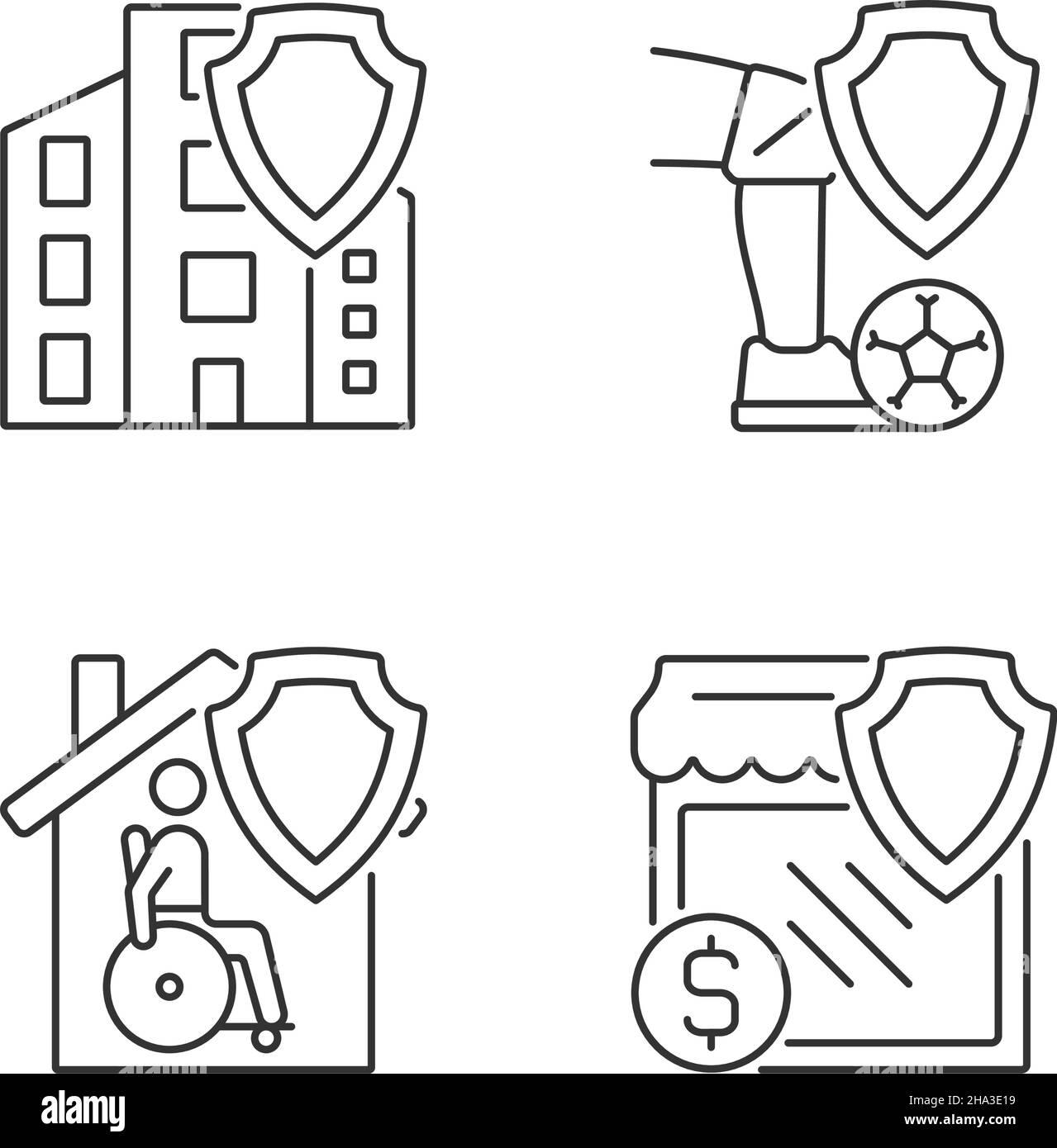 Insurance policy types linear icons set Stock Vector Image & Art - Alamy