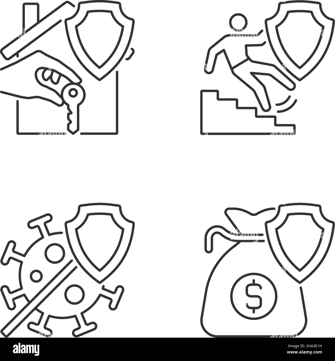 Insurance cases linear icons set Stock Vector Image & Art - Alamy