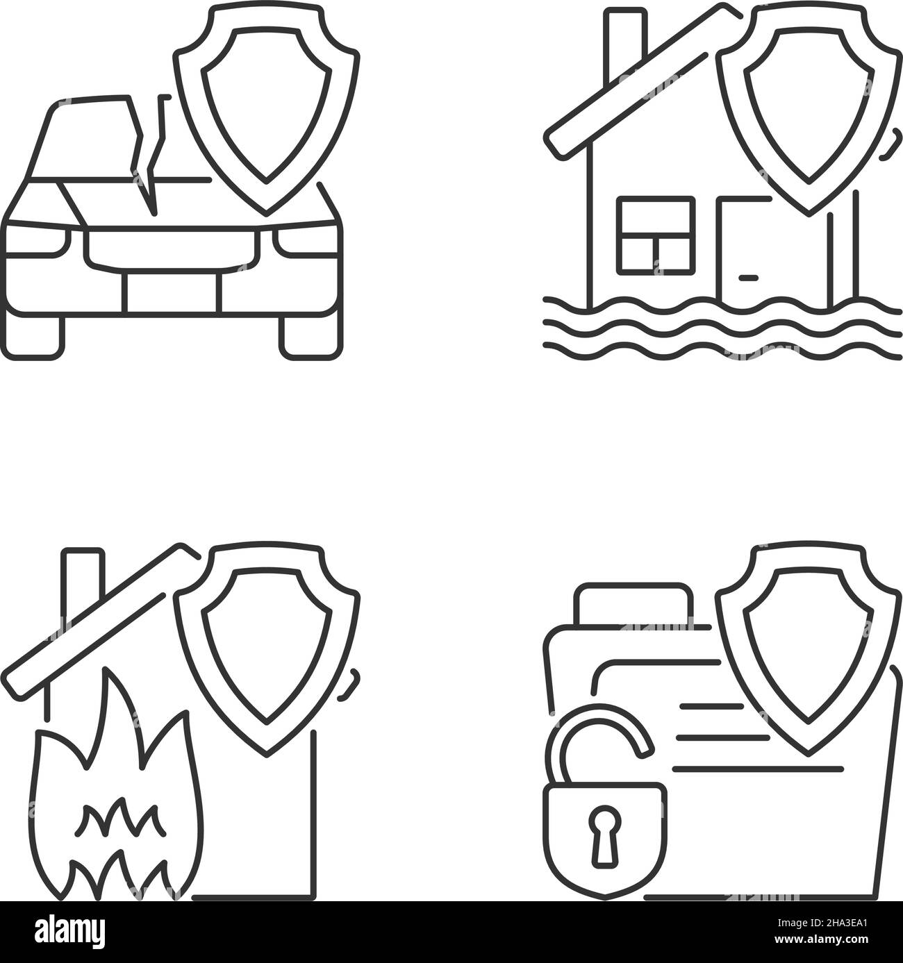 Insurance protection types linear icons set Stock Vector Image & Art ...