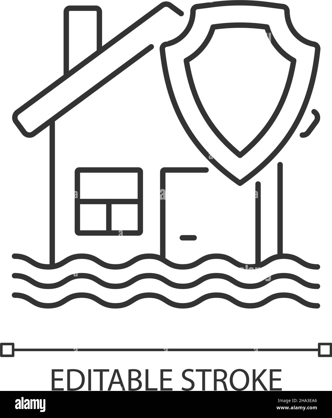 Flood insurance linear icon Insurance at accident caused of weather ...