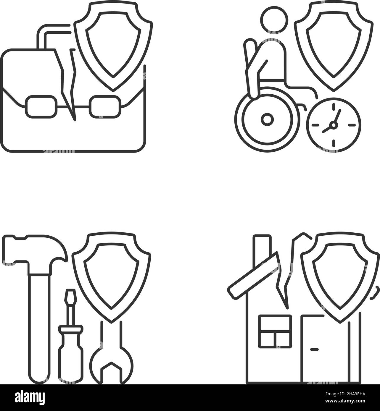 Accidents insurance types linear icons set Stock Vector Image & Art - Alamy