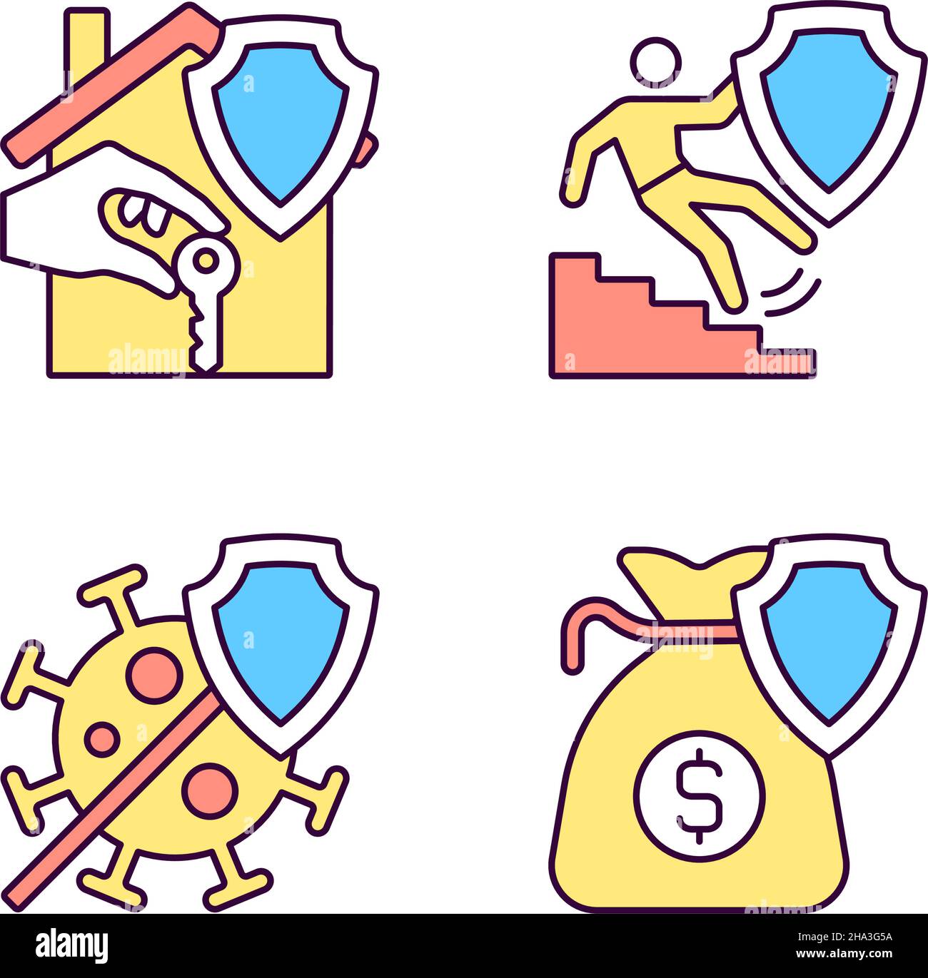 Insurance cases types RGB color icons set Stock Vector Image & Art - Alamy