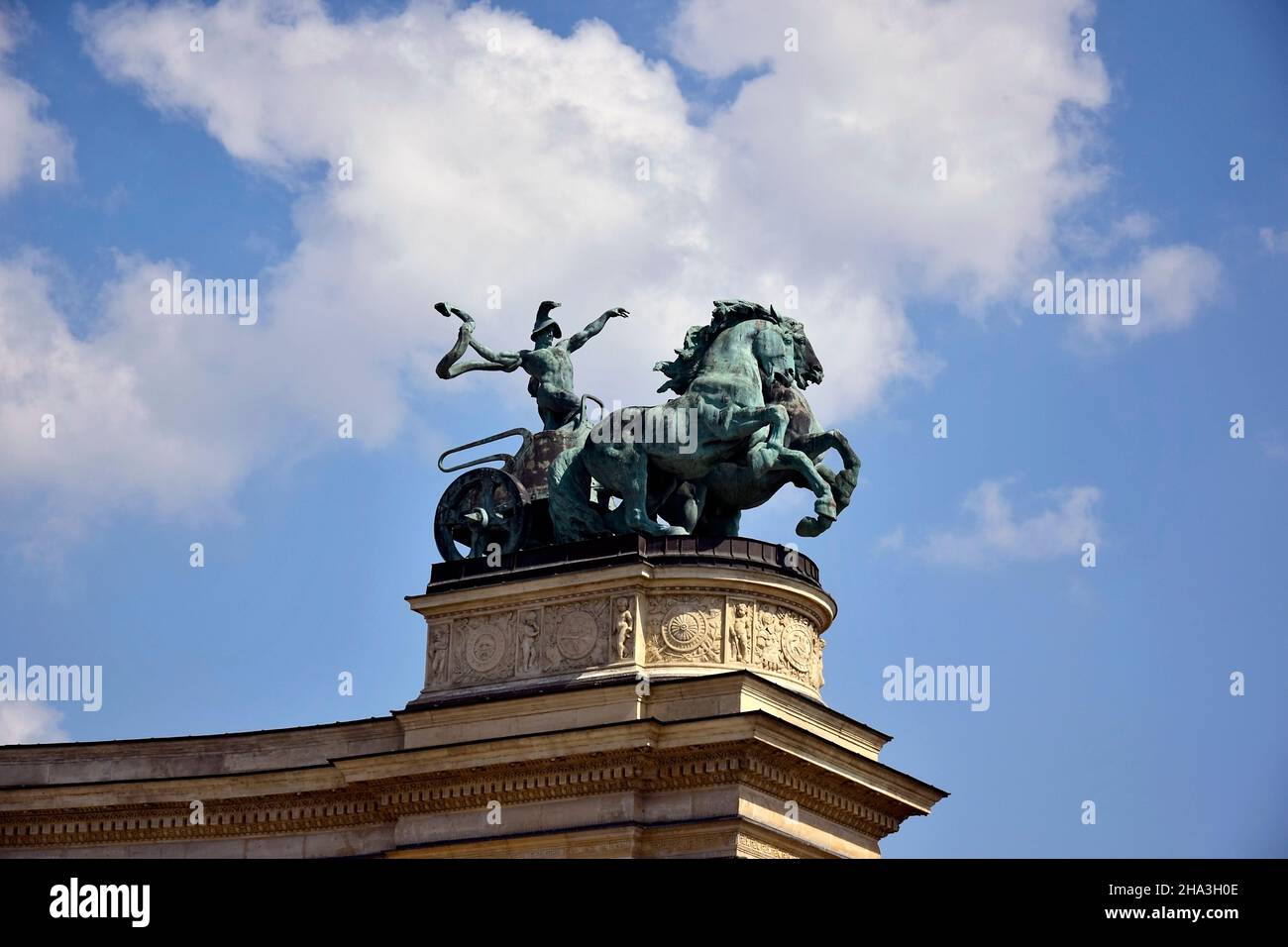 Fragments of sculptures of the colonnade of the famous Heroes Square in ...