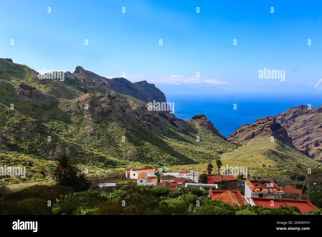 Amazing sunset landscape view to famous Maska canyon on Tenerife island ...