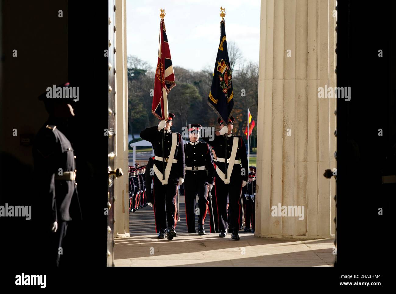 Colours are marched back into the Old College building after the ...