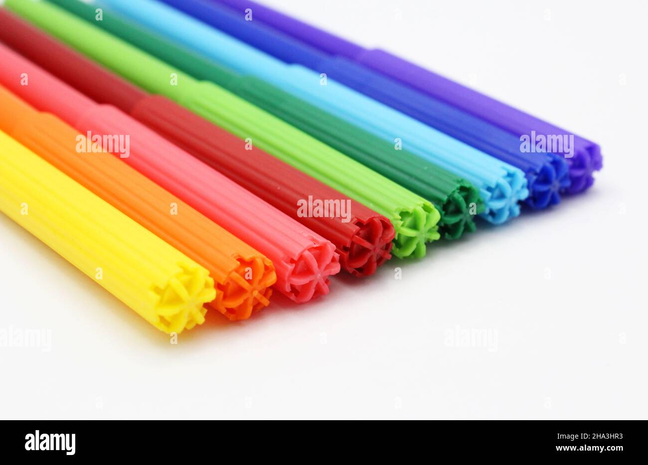 Colored Felt Pens on white background Stock Photo - Alamy