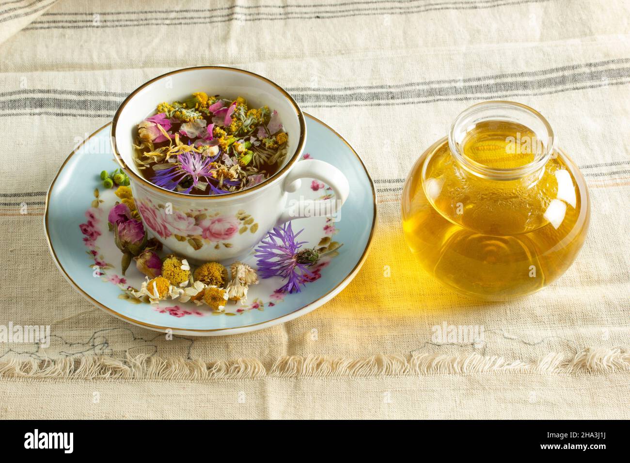 herbal tea made from various flowers Stock Photo - Alamy