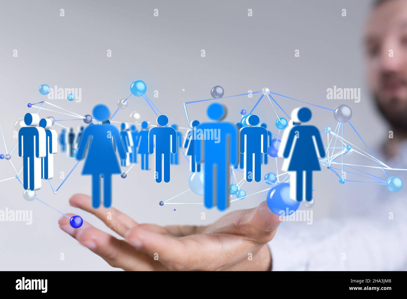 3D rendering of an abstract network of people; communication concept ...