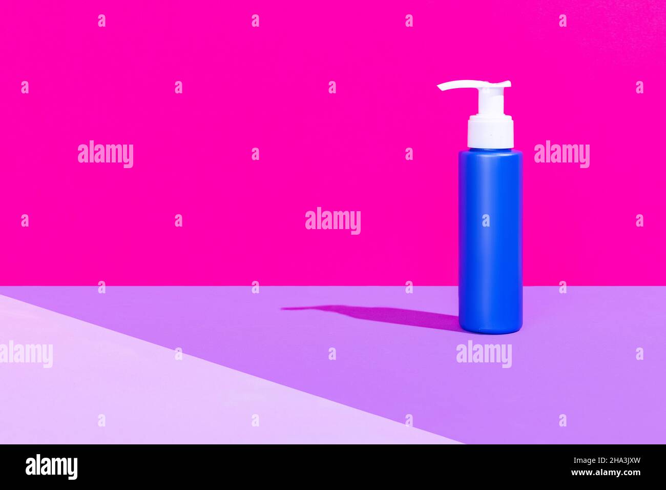 One blue pump bottle for cosmetics product, cream, lotion without logos ...