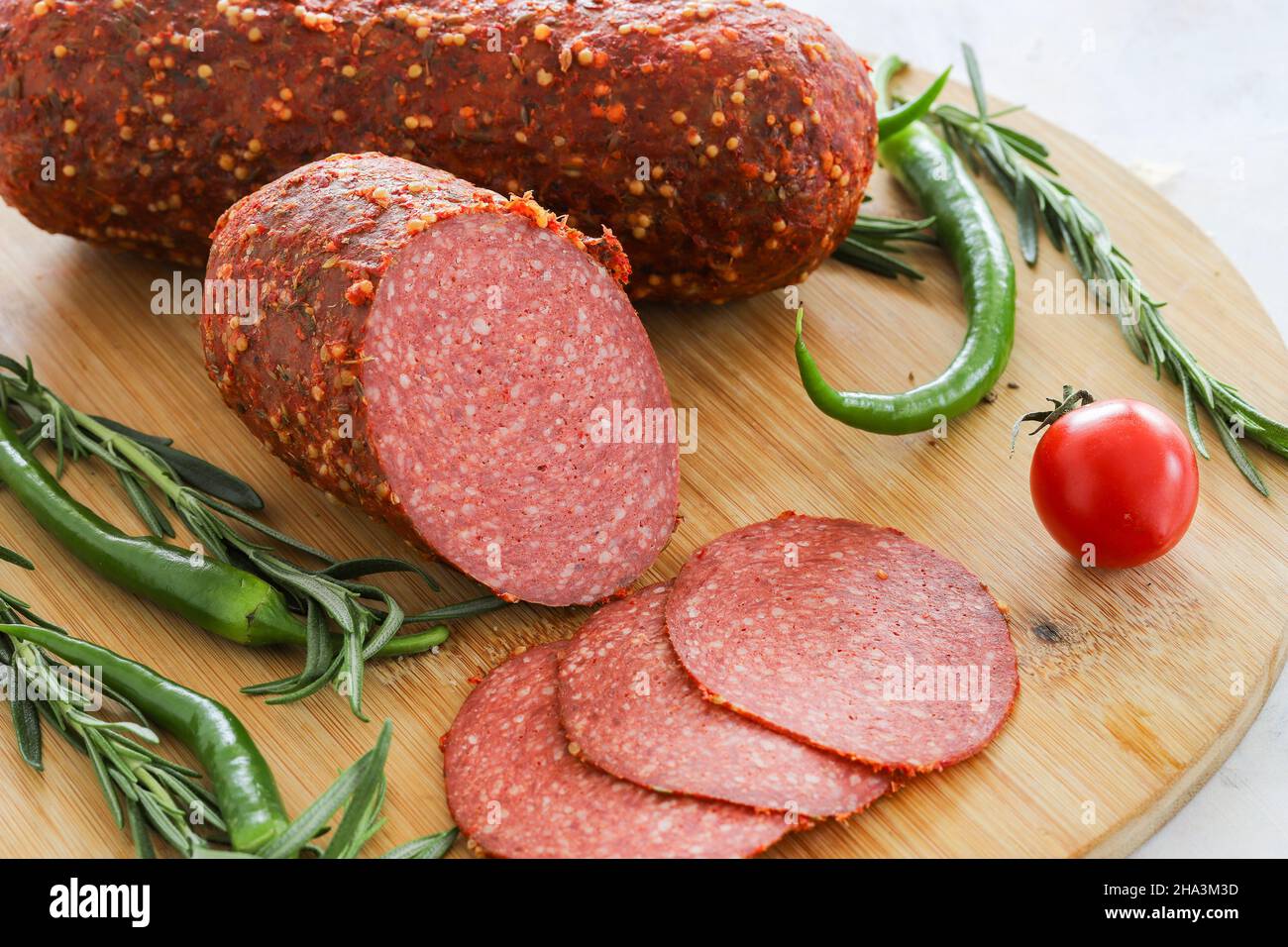 Pepperoni sausage sliced hi-res stock photography and images - Alamy