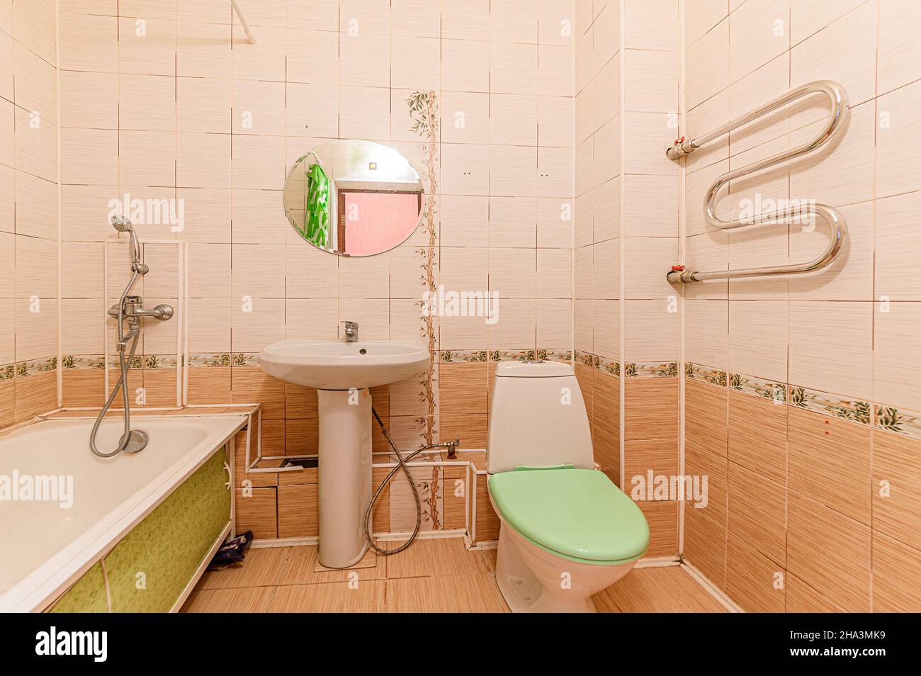 Russia, Moscow- May 08, 2020: interior room apartment bathroom, sink ...