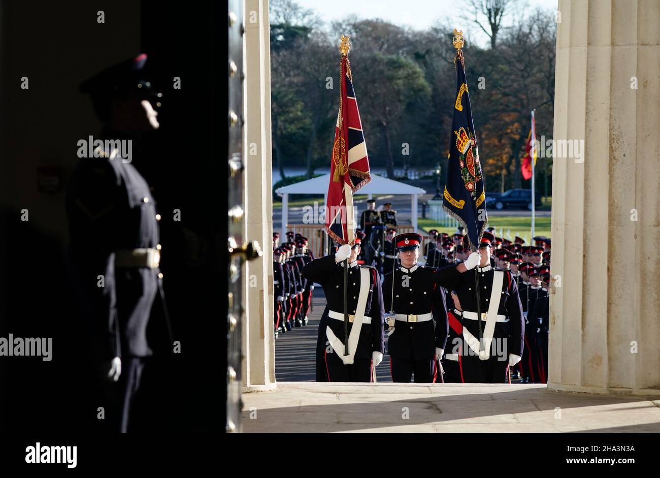 Colours are marched back into the Old College building after the ...