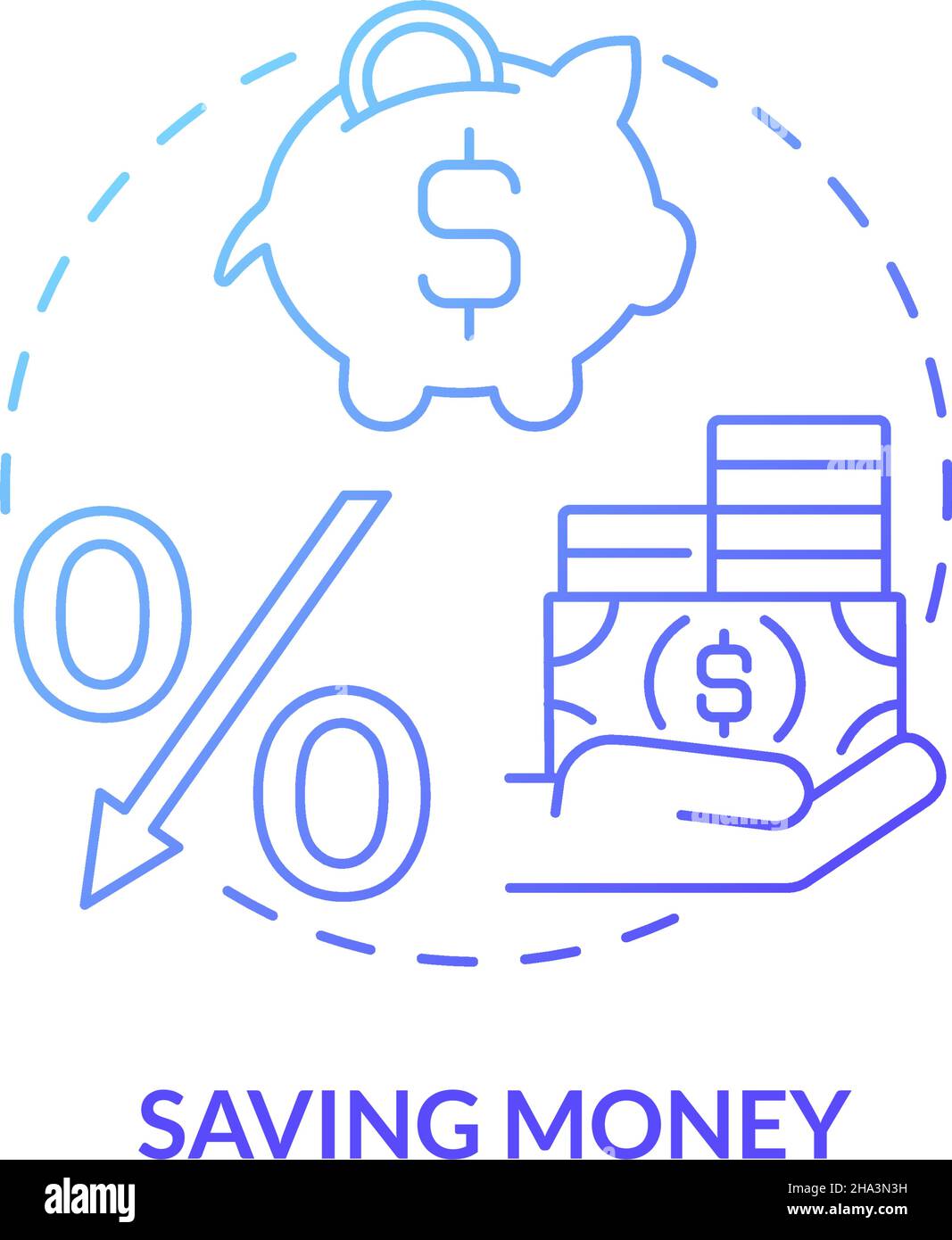 Saving money blue gradient concept icon Stock Vector Image & Art - Alamy