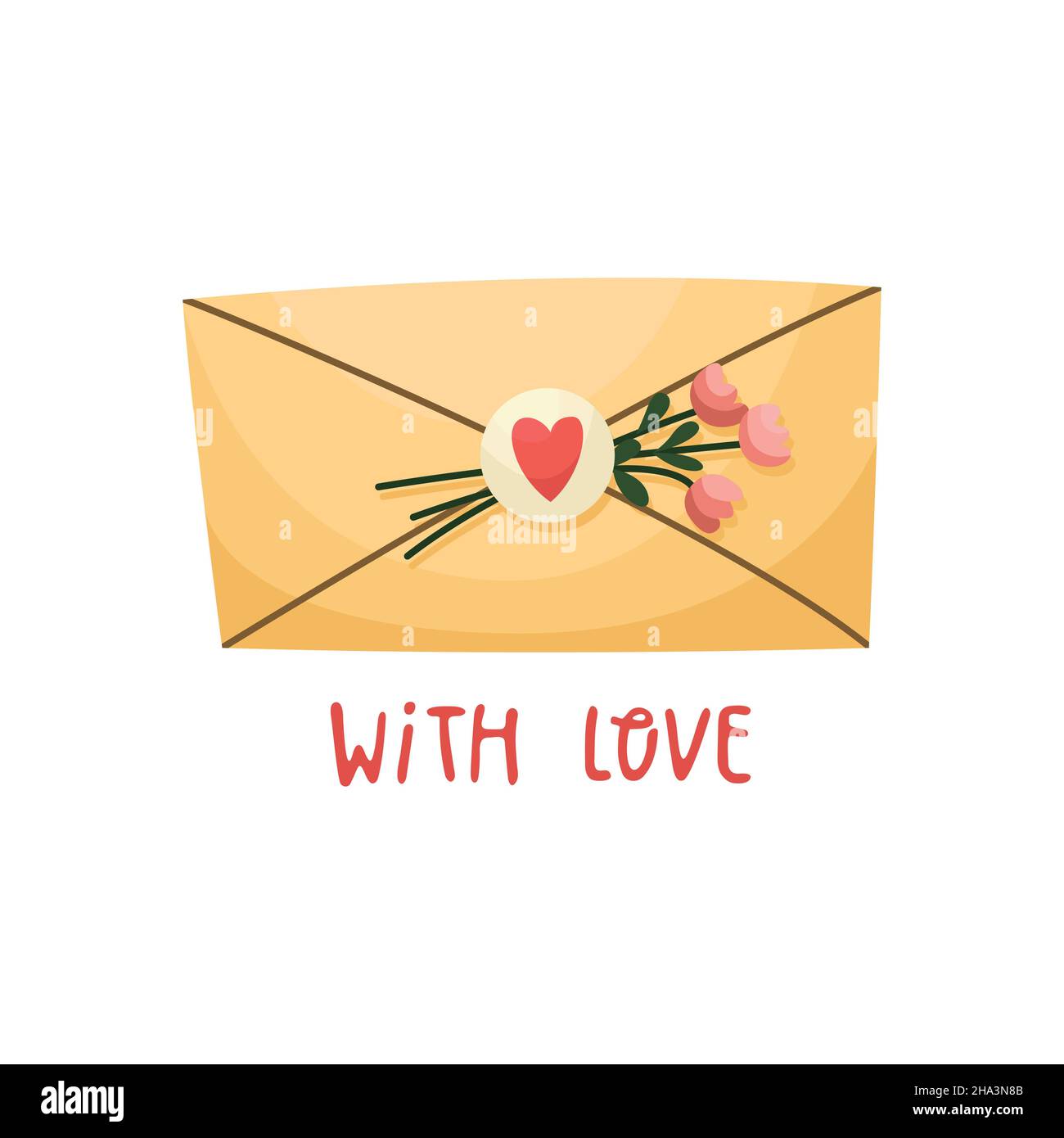 Vector illustration of a love letter. An envelope with a Valentine's ...