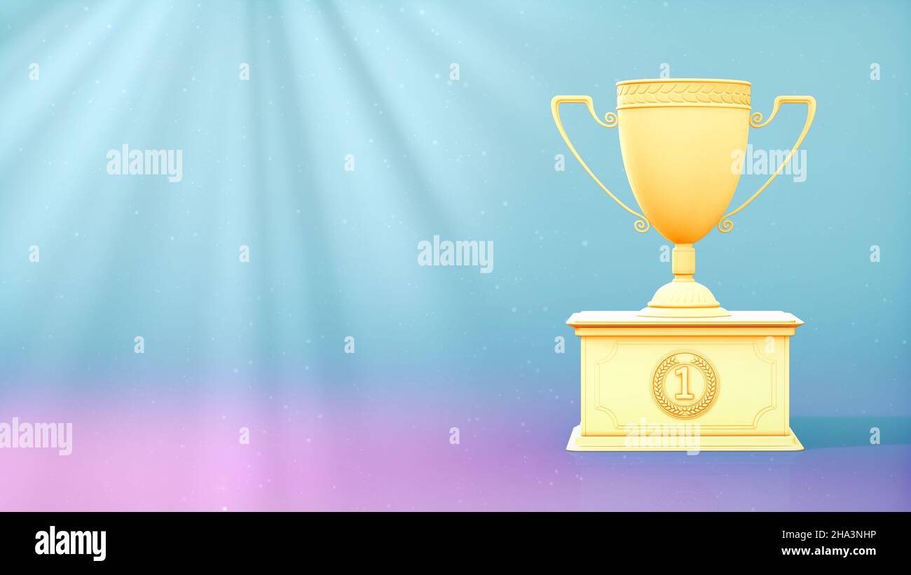 colorful reward bowl on podium - tournament sign - object 3D ...