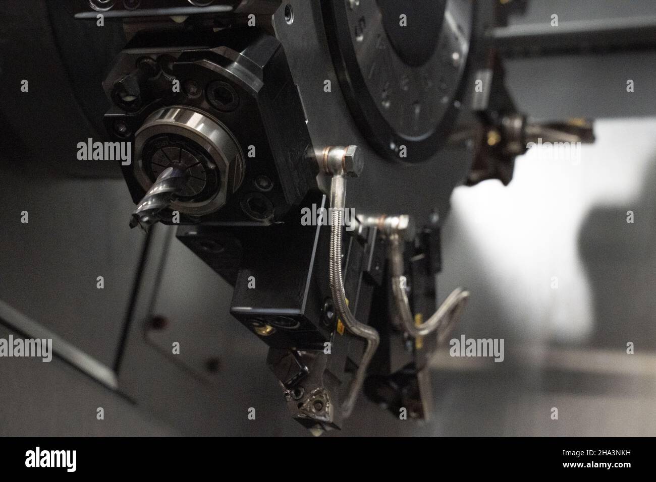 drilling driven tool in a CNC lathe Stock Photo - Alamy