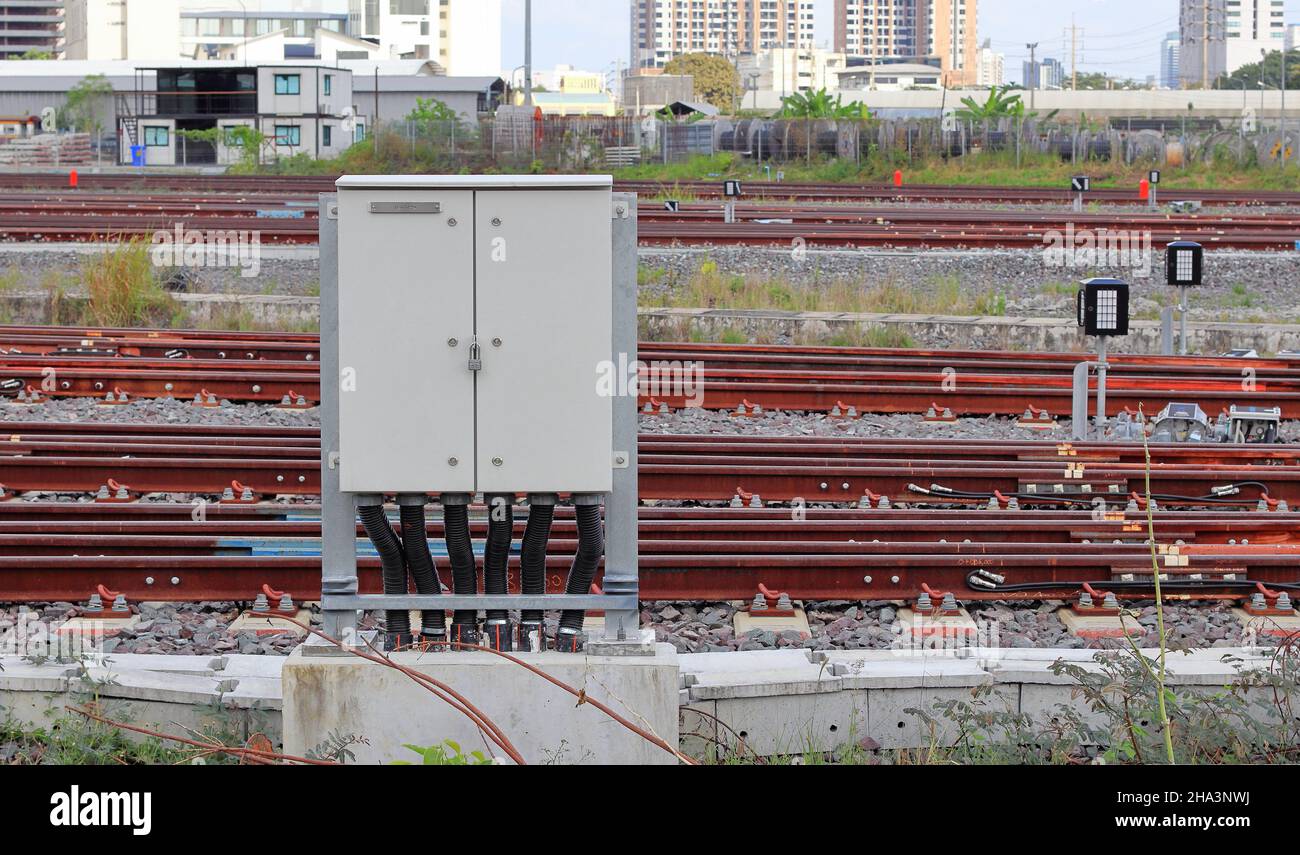 Metal cabinet controls for automatic rail signal and track controlled ...