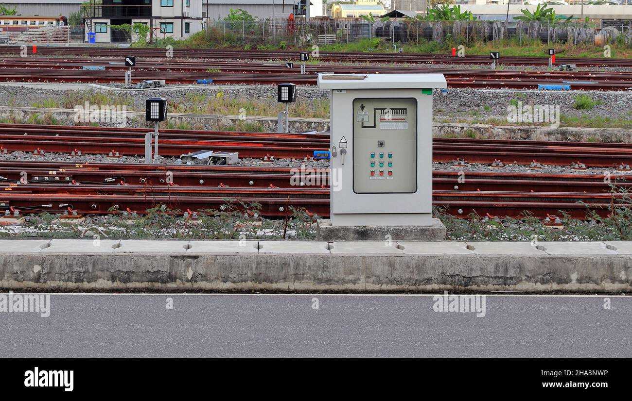 Metal cabinet controls for automatic rail signal and track controlled ...