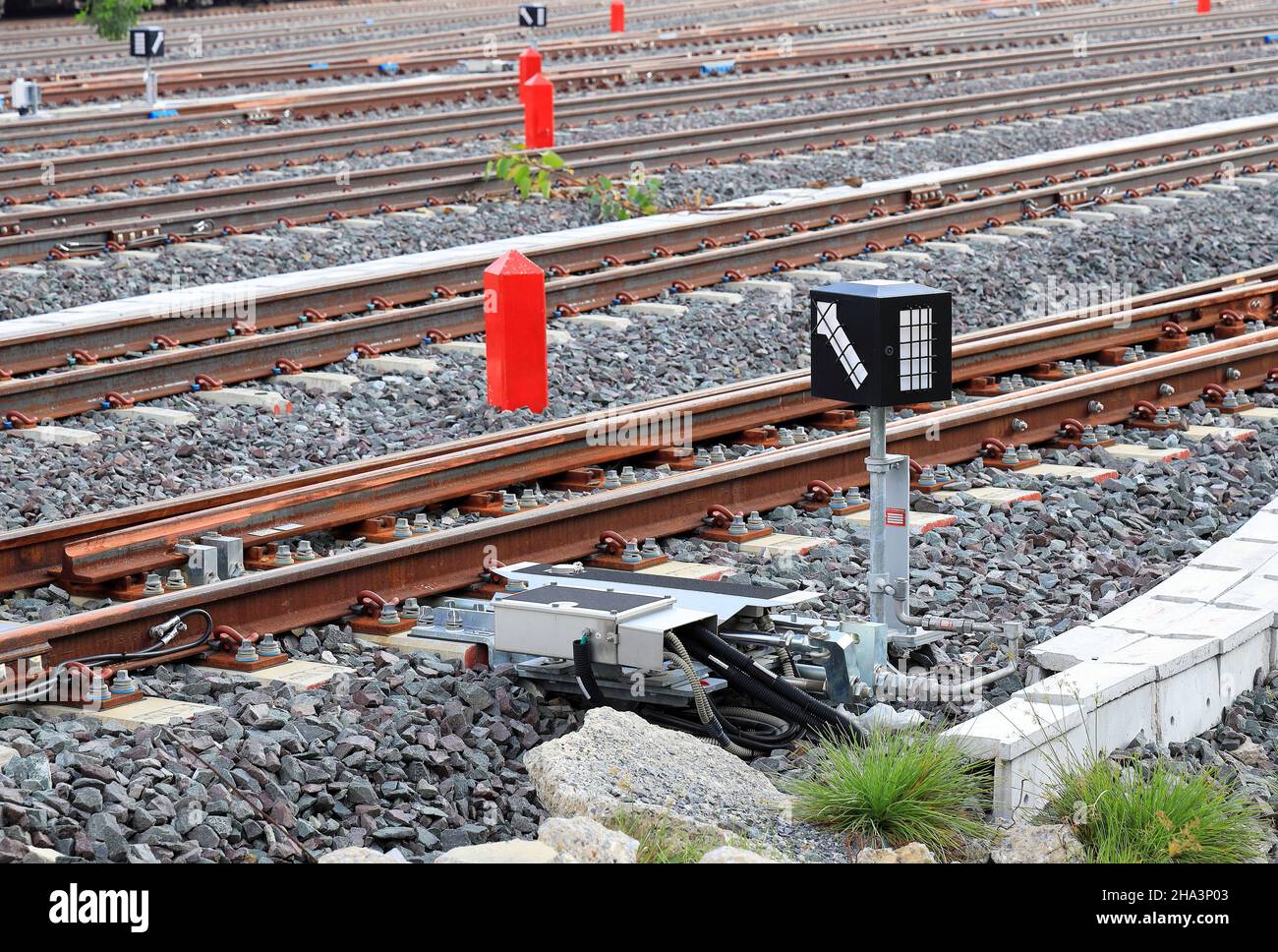 signaling device or traffic light signal on railway, near junction or ...