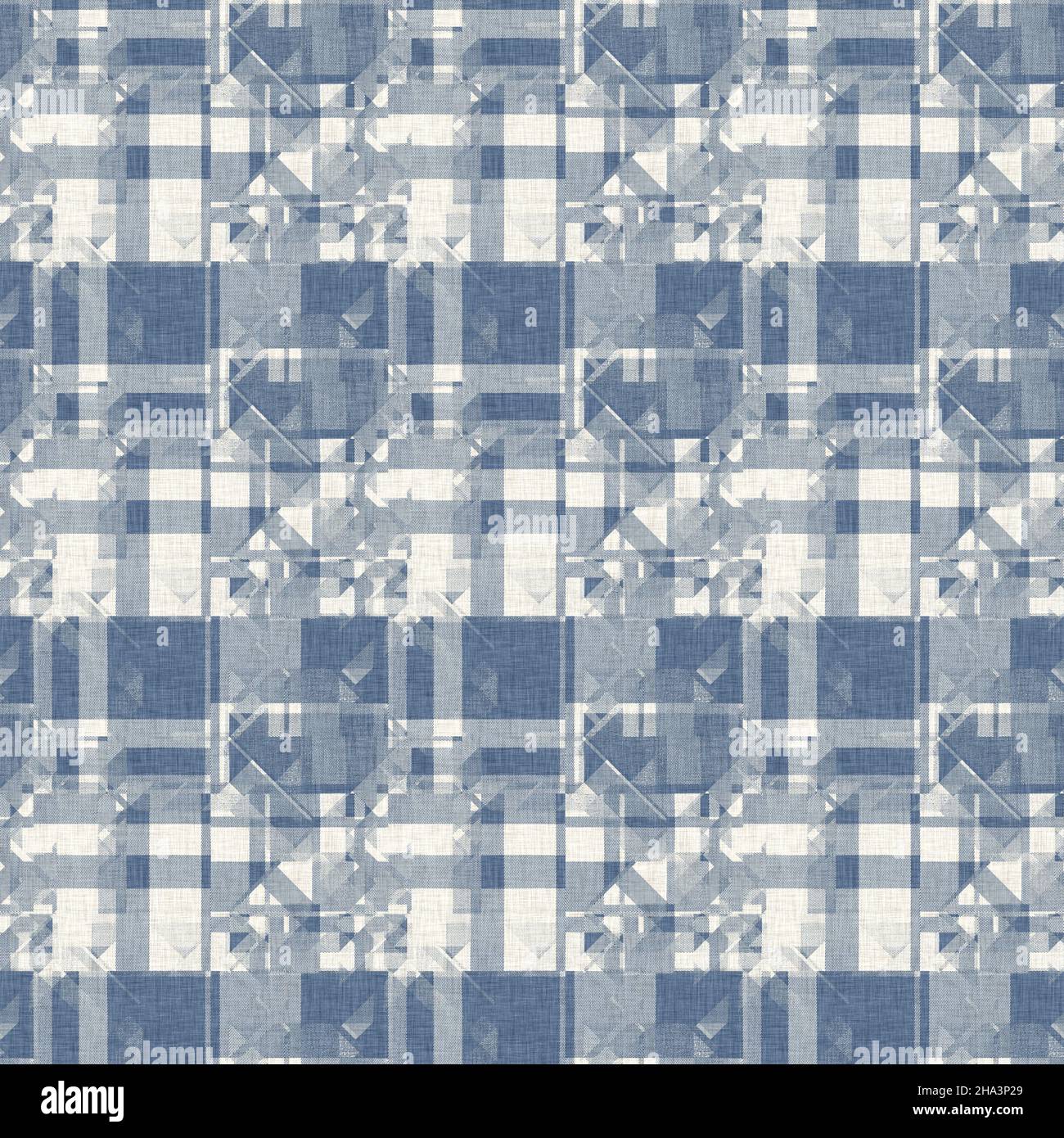 Farmhouse blue plaid seamless pattern. Vintage style twill all over ...