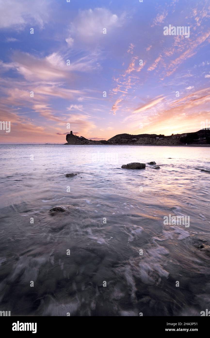 Beautiful view of a calm sea on the sunset sky background Stock Photo ...
