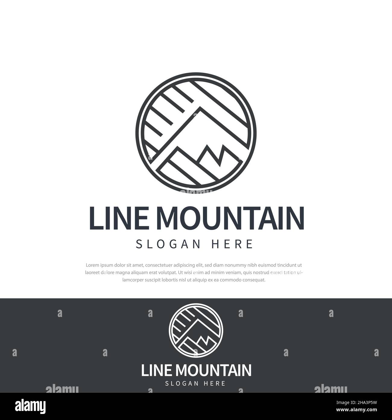 Modern circle mountain line vector illustration design logo, simple ...